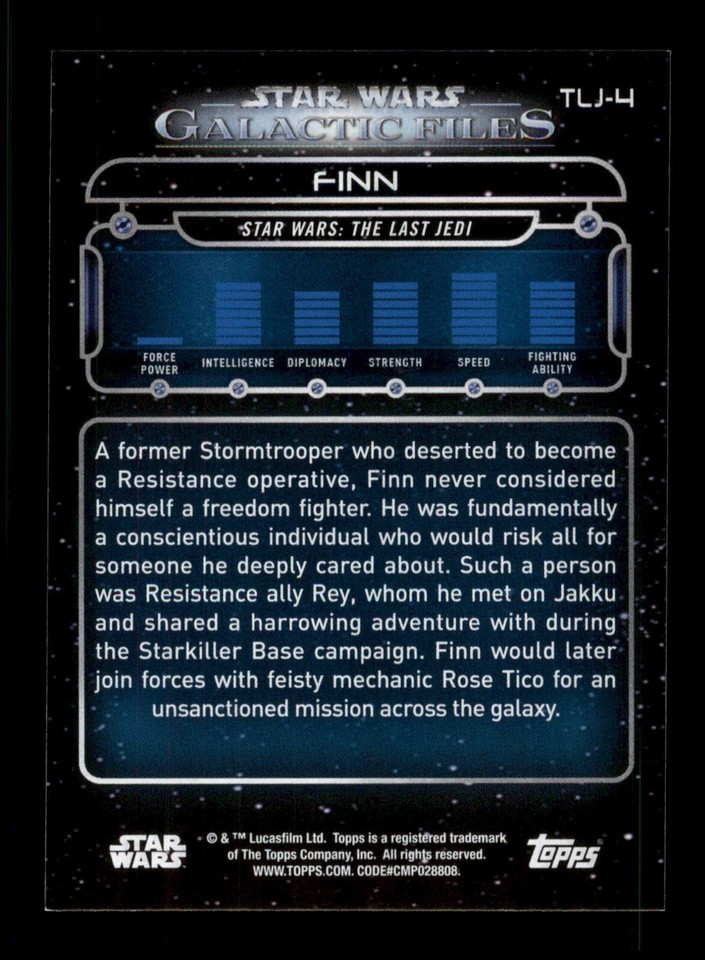 Finn TLJ-4 Star Wars: The Last Jedi Series 1 Trading Card TCG CCG | eBay