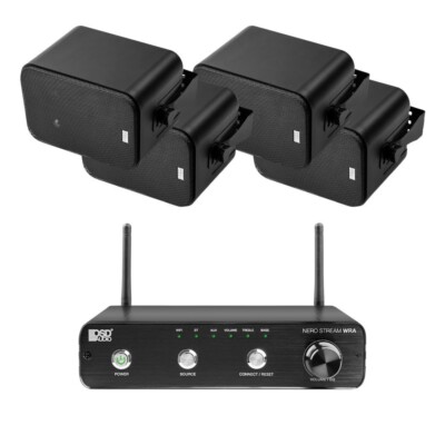 Bluetooth Outdoor Sound System - 4 Black Patio Speakers + App Control ...