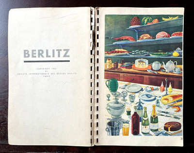 1951 Rare Vintage Berlitz Language School Illustrations Book from Paris ...