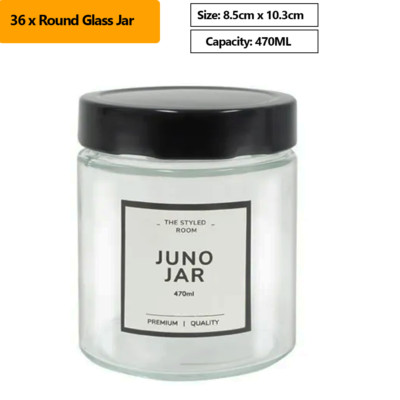 36 x Food Grade Glass Jars 470ML Honey Lolly Jam Spices Storage ...