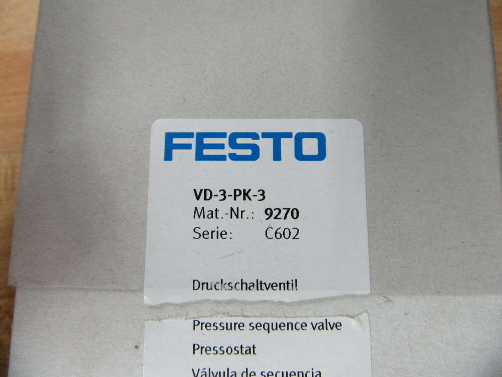Festo Vd-3-pk-3 Pressure Sequence Valve T71652 for sale online | eBay