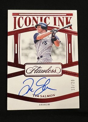 TIM SALMON 2024 FLAWLESS ICONIC INK AUTOGRAPH BASEBALL RUBY AUTO /20 LA ...