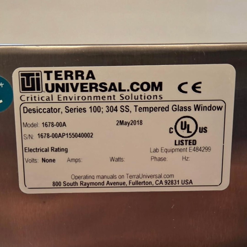 Terra Universal Stainless Steel Desiccator Cabinet 1678-00A, 12"W x 11 ...