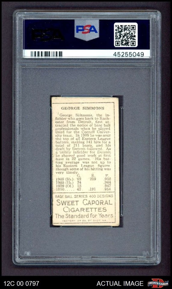1911 T205 Hack Simmons Tigers PSA 4 - VG/EX | eBay