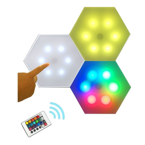 3x Remote Control Led Hexagon Light Mounted Smart DIY Geometric Light ...