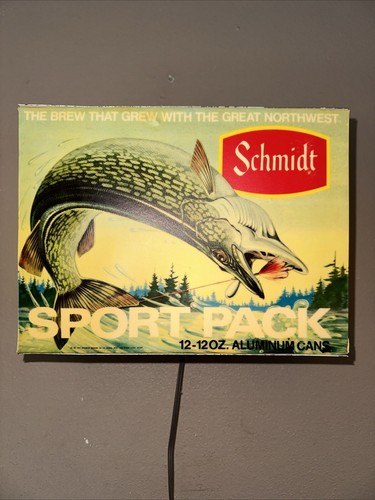 VINTAGE SCHMIDT SPORT PACK NORTHERN PIKE LIGHTED BEER SIGN RARE | eBay