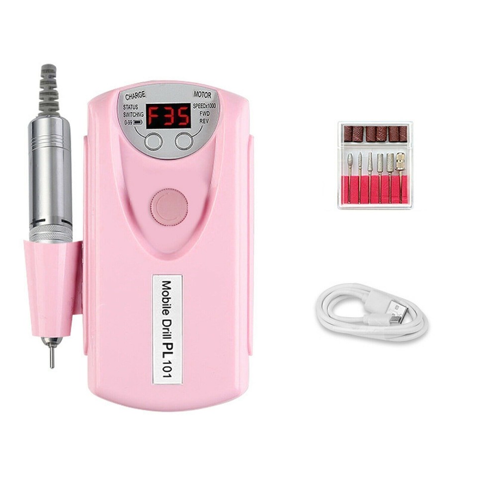 Electric Nail Drill Machine Rechargeable Portable Manicure Pedicure Kit ...