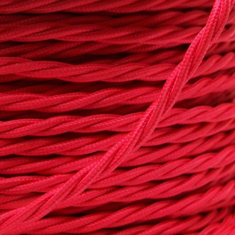 3 Core Twisted Fabric Flex Lighting Cord Vintage Red Colour Braided ...
