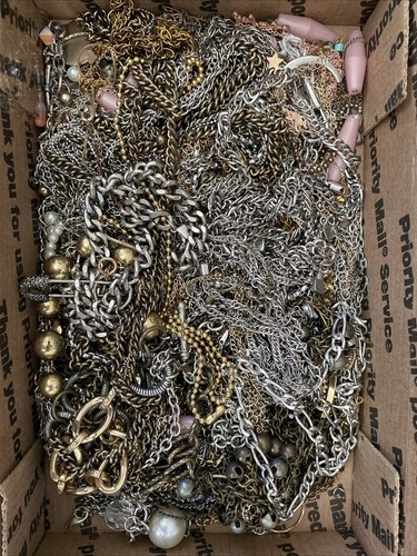 2 LB Junk Jewelry Chain Lot - Vintage- Mod For Parts, Repair, Crafts | eBay