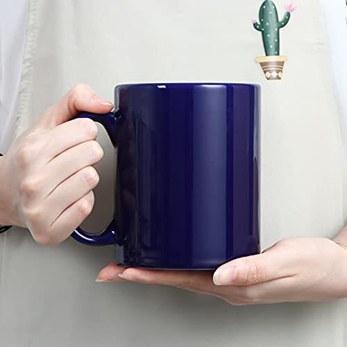 20 OZ Extra Large Ceramic Coffee Mug Super Big Tea Cup with Handle Blue ...