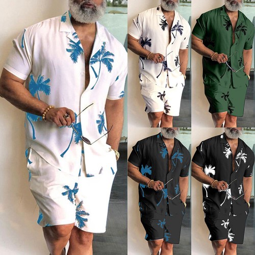 Mens Hawaiian Shirt Set Set Stag Beach Summer Holiday Beach Fancy Tops ...