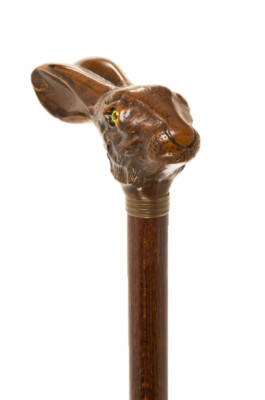 Brown Hare Rabbit Head Beech Walking Stick Cane Animal Rustic Quirky ...