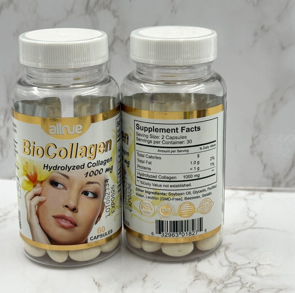 2 Biocollagen Hydrolyzed Collagen Colageno Softgels Firm Face Skin Nail ...