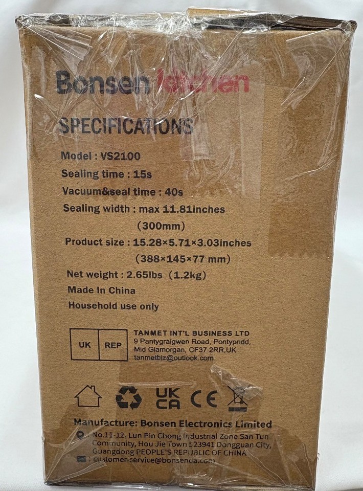BONSEN KITCHEN BNWT VS2100 Vacuum Sealer Inc Bags - CG I10 | eBay UK