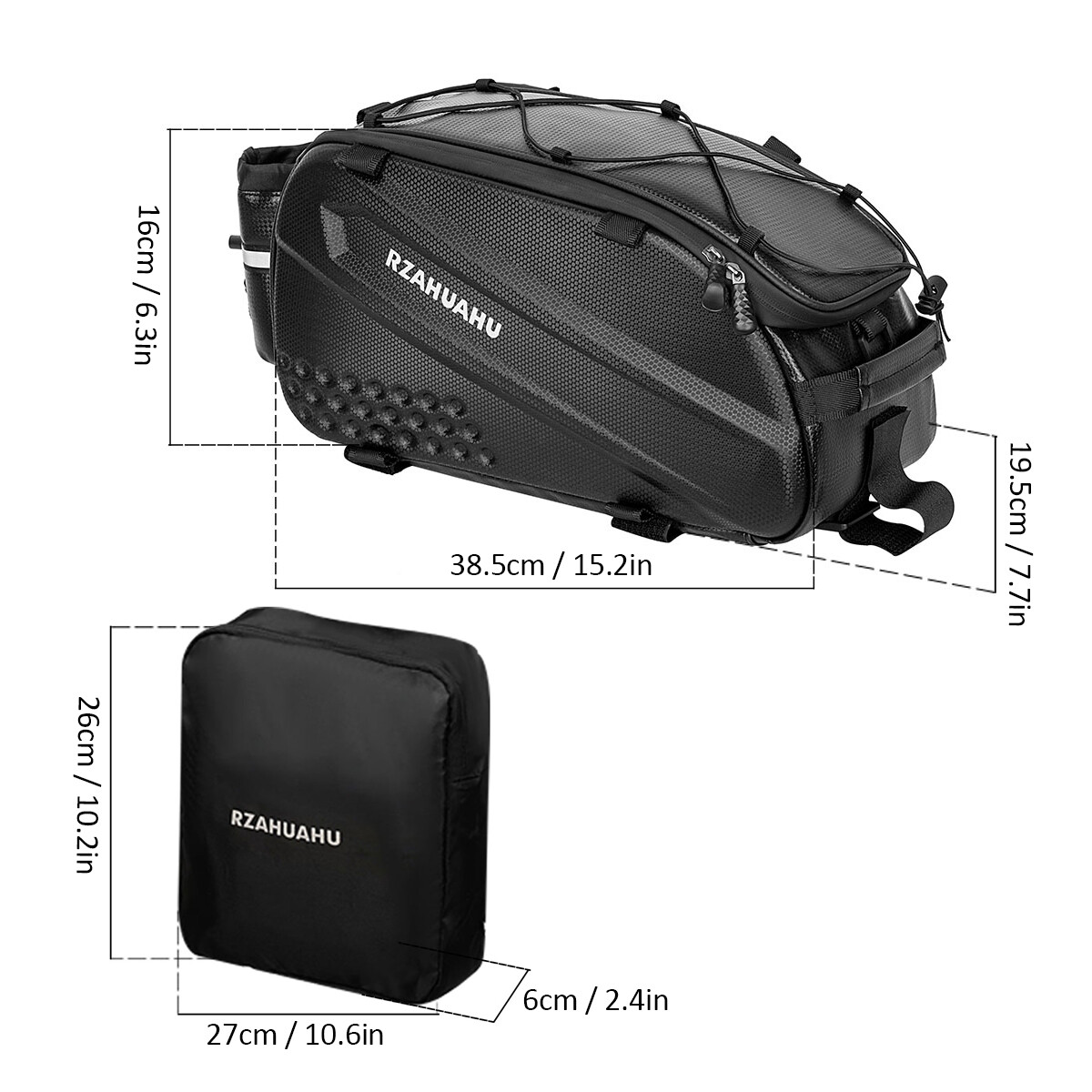 Bike Rear Rack Bag Bicycle 3 in 1 Expandable Luggage Trunk Bag 18L ...