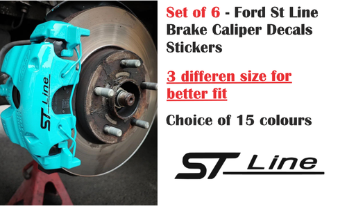 STLINE Brake Caliper Decals Stickers BLACK x6 Ford,focus,fiesta 15 ...