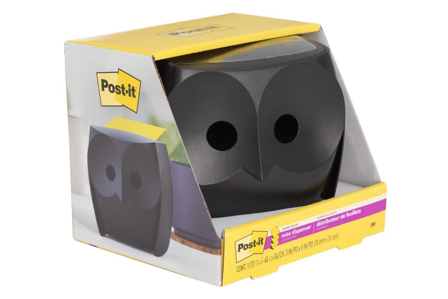 Post-it Z-Notes Dispenser Owl Black + Post-it Super Sticky Z-Notes - 1 ...