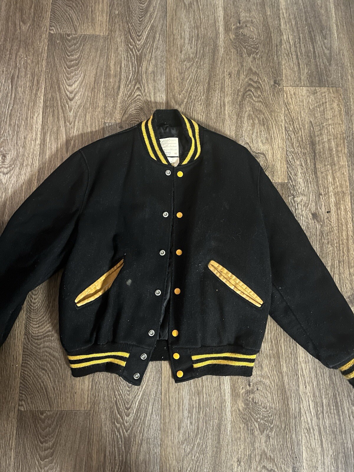 Vintage Delong 1960s Wool Varisty Bomber Jacket 40 Bl… - Gem