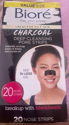 Biore 20 CHARCOAL DEEP CLEANSING PORE STRIPS NOSE STRIPS Instantly ...