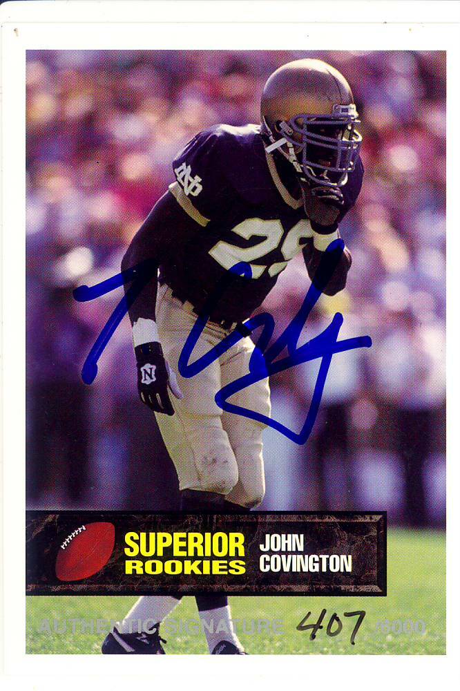 john covington rookie rc draft auto autograph notre dame irish college ...
