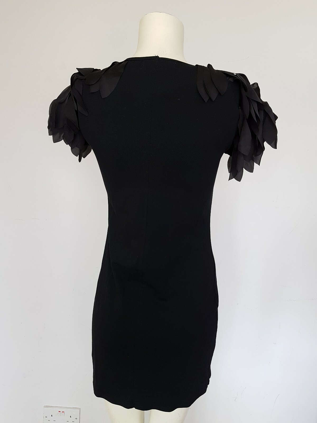 BLACK BODY CON STRETCH TIGHT FIT DRESS SIZE L UK 10 - Gem
