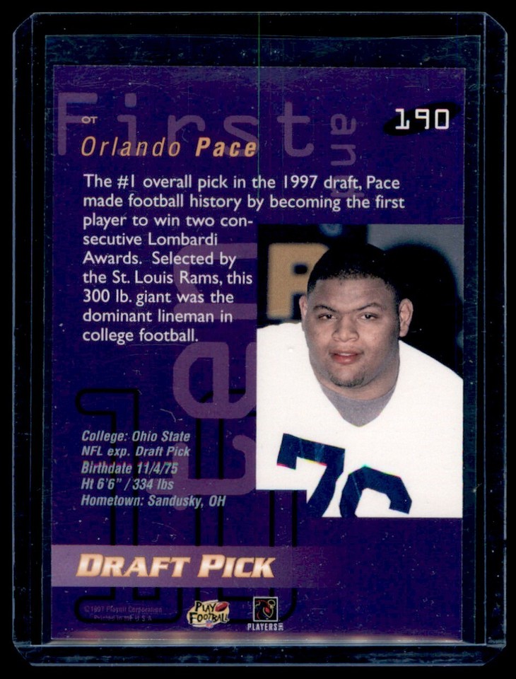 1997 Playoff First & Ten Orlando Pace St. Louis Rams #190 1090 | eBay