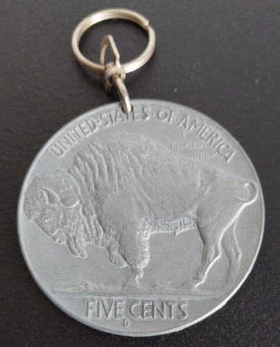 SOUVENIR 1937 INDIAN HEAD/ BUFFALO NICKEL COIN KEYCHAIN. VERY DETAILED ...