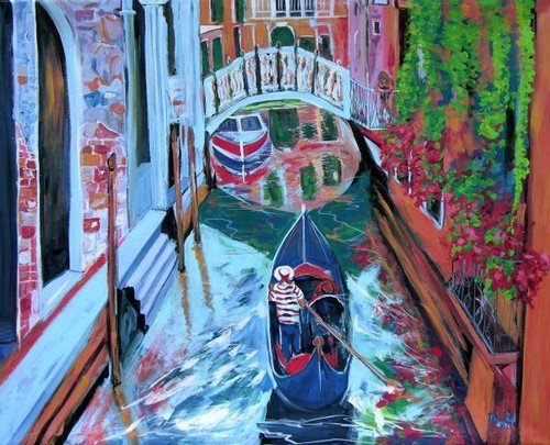 VENICE Italy ORIGINAL Art PAINTING DAN BYL Modern Contemporary Canvas ...