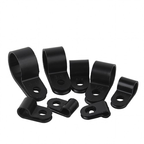 1-100pcs Black Plastic Nylon P Clips/Clamps For Fixing Pipe Tube Wire ...