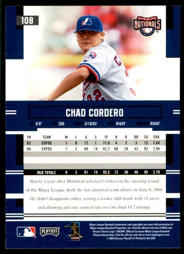 2005 Playoff Prestige Chad Cordero Baseball Cards #108 | eBay
