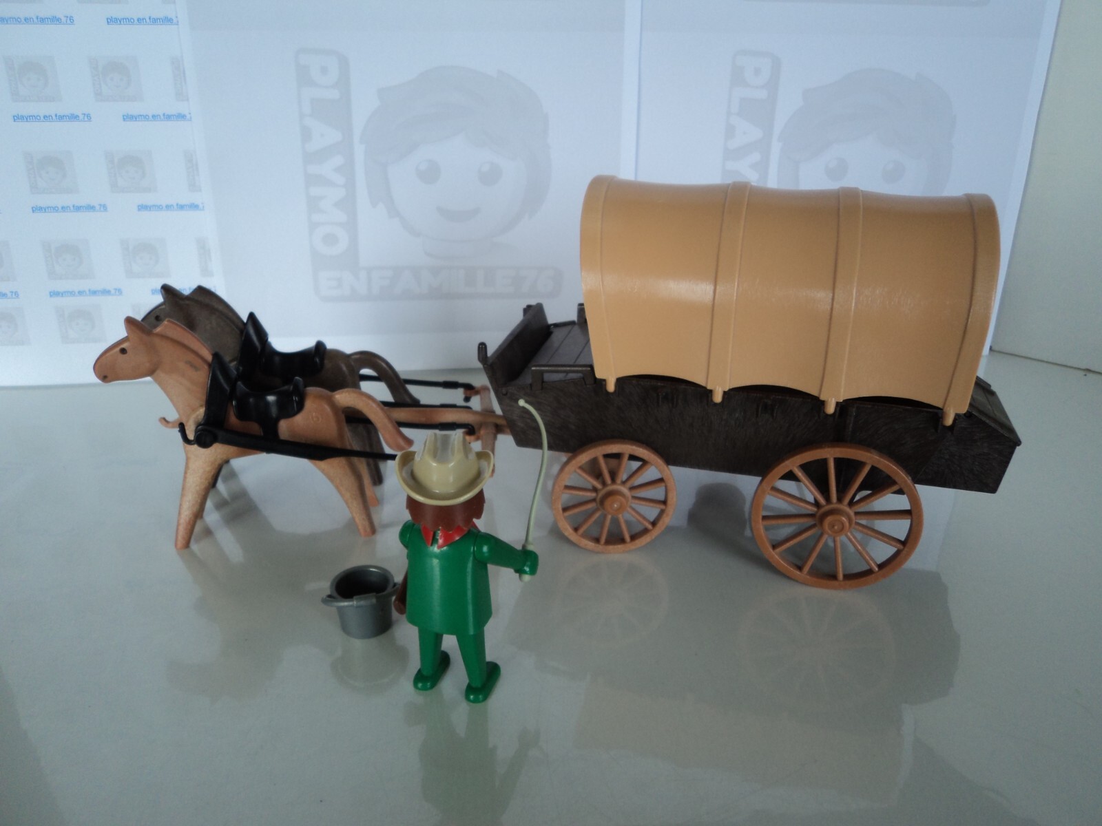 PLAYMOBIL vintage western cowboy chariot bâché colons tonneau set 3243 ...