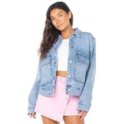 Celebrity Pink Oversize Size Small Denim Shacket Jacket Midwash | eBay