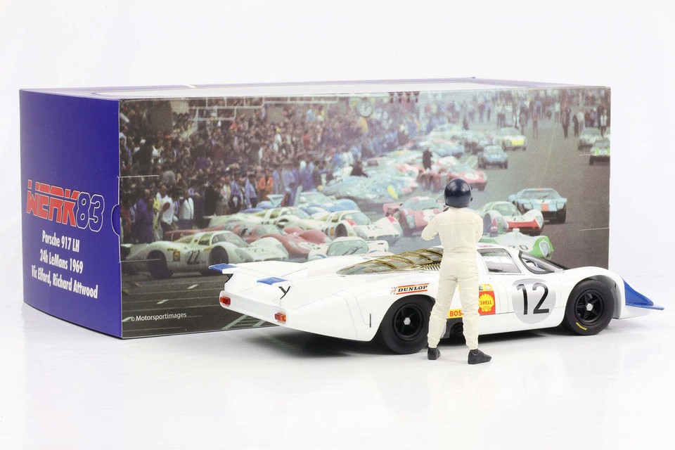 1:18 Porsche 917 LH #12 24h LeMans 1969 Elford Attwood WERK83 + Figure ...