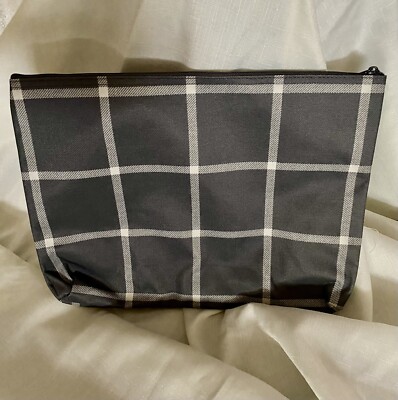 THIRTY-ONE Retired Windowpane Zipper Pouch/bag Collapsible Grey & White ...