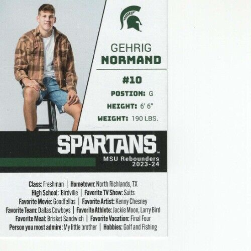 Michigan State Spartans Gehrig Normand Autographed Basketball Card | eBay
