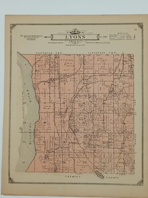 1913 Lyons Township Plat Map Mills County Iowa | eBay