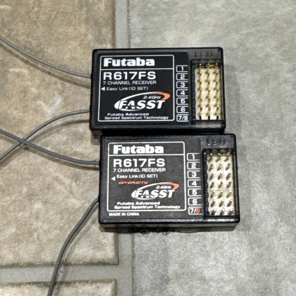 2 x Futaba R617FS 2.4GHz FASST Receivers 7 Channel RC Plane Glider Heli ...