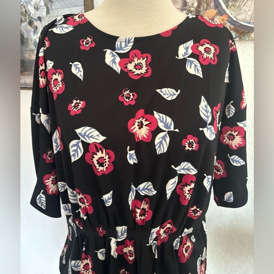 Ann Taylor Women's Short Sleeve Pleated Front Floral Blouse Top Size L ...