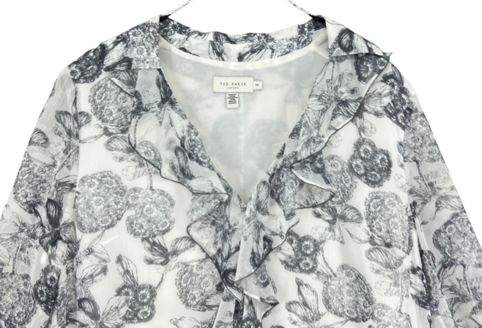 TED BAKER Abito A Manica Lunga Con Scollatura A V Floreale Donna Taglia ...