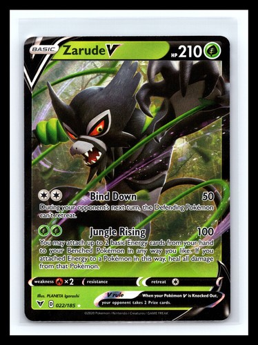 💥 Zarude V 2020 Vivid Voltage 022/185 Holo Foil Rare Full Art Pokemon ...