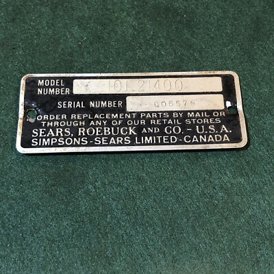 Craftsman Lathe Name Tag Plate Emblem Sign ~ Craftsman Lathe Model 101. ...