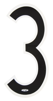 Neal Enterprises PROLINE 6" Number Plate Number #3 BLACK with WHITE ...