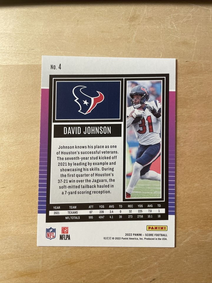 2022 Score #4 David Johnson 0660T | eBay