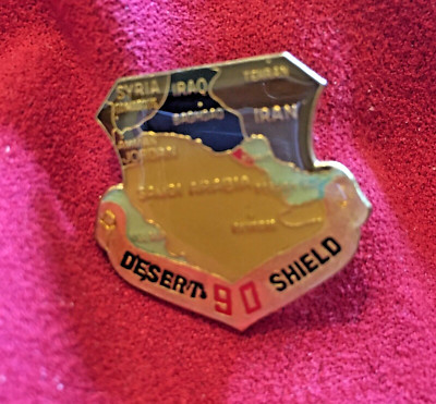 Operation Desert 90 Shield Clear Lapel Pin Badge 1990 - w/ Rubber Pin ...