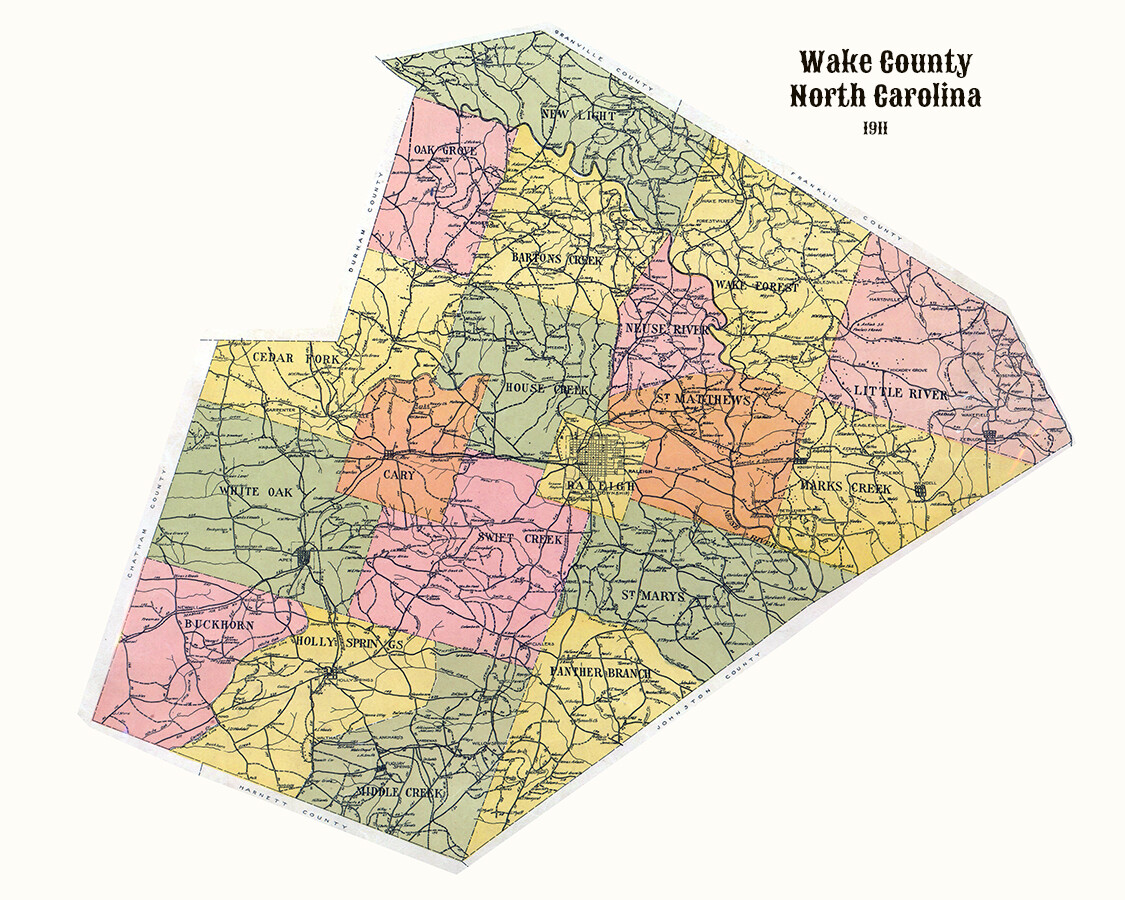 1911 Map of Wake County North Carolina | eBay