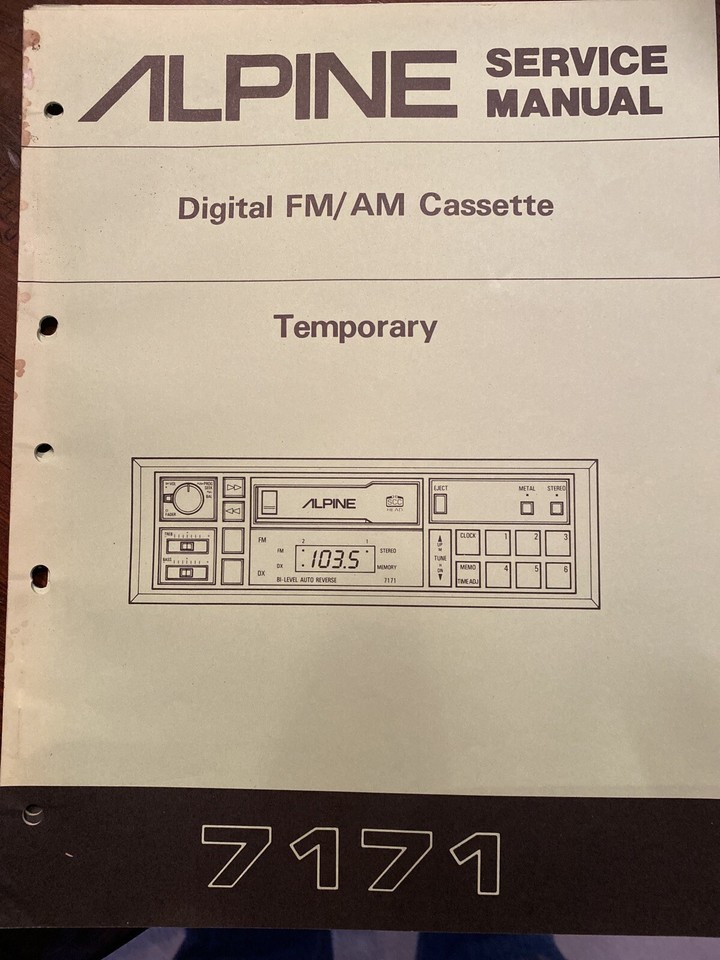ALPINE 7171, 7172 FACTORY SERVICE MANUAL Pick your manual | eBay