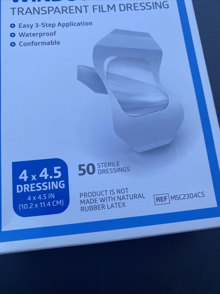 MEDLINE SURESITE WINDOW TRANSPARENT FILM DRESSING, 50 PACK, 4 x 4.5 ...