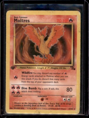 Fossil Moltres 1st Edition 27/62 Non Holo Base Set Pokemon Card HP | eBay