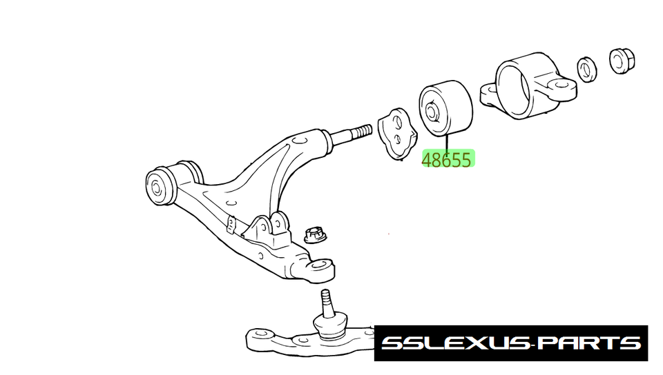 Lexus LS430 (2004-2006) OEM Genuine LOWER CONTROL ARM BUSHING 48655 ...