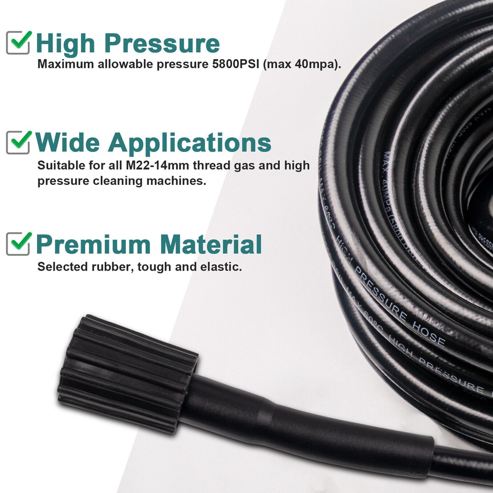 High Pressure Washer Hose 15m/50ft 5800PSI M22-14mm Power Washer ...